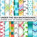 Under the Sea Backgrounds, Sea Animals Digital Papers Pack, Shark Whale ...