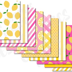 Pink Lemonade Digital Background Papers, Summer Lemonade Pattern Paper ...