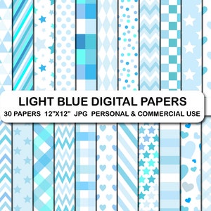 Blue Digital Background Papers, Blue Shades Colors Scrapbooking Patter ...