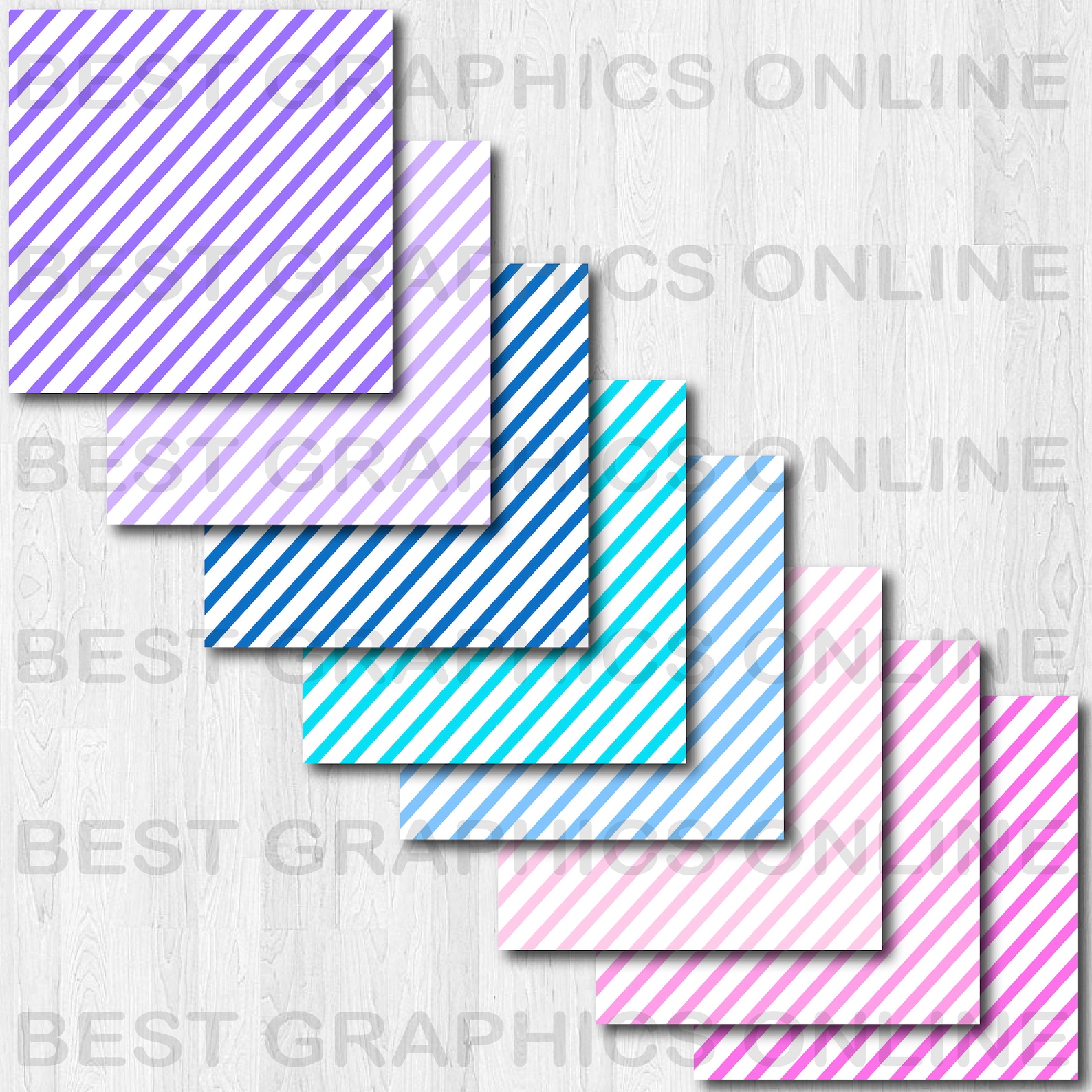 100 Diagonal Stripes Pattern Digital Paper, Diagonal Stripes Digital ...