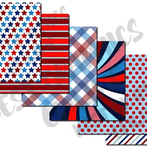 USA Patriotic Digital Papers , July 4th Digital Papers, Independence ...