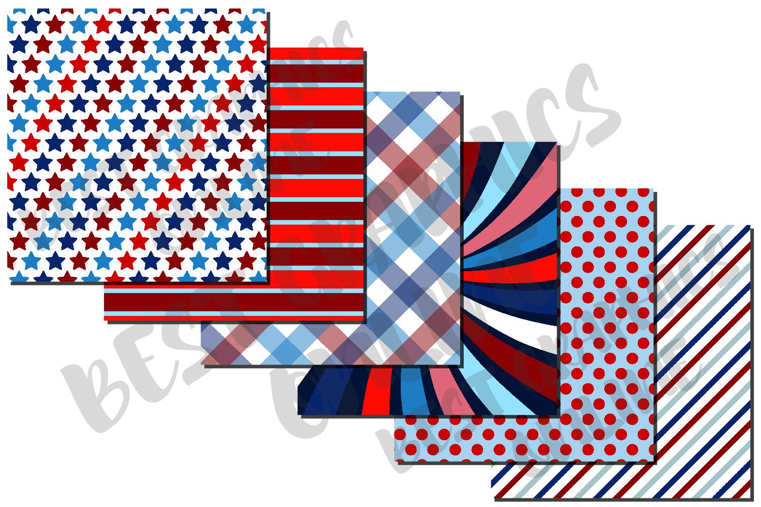 USA Patriotic Digital Papers July 4th Digital Papers - Etsy
