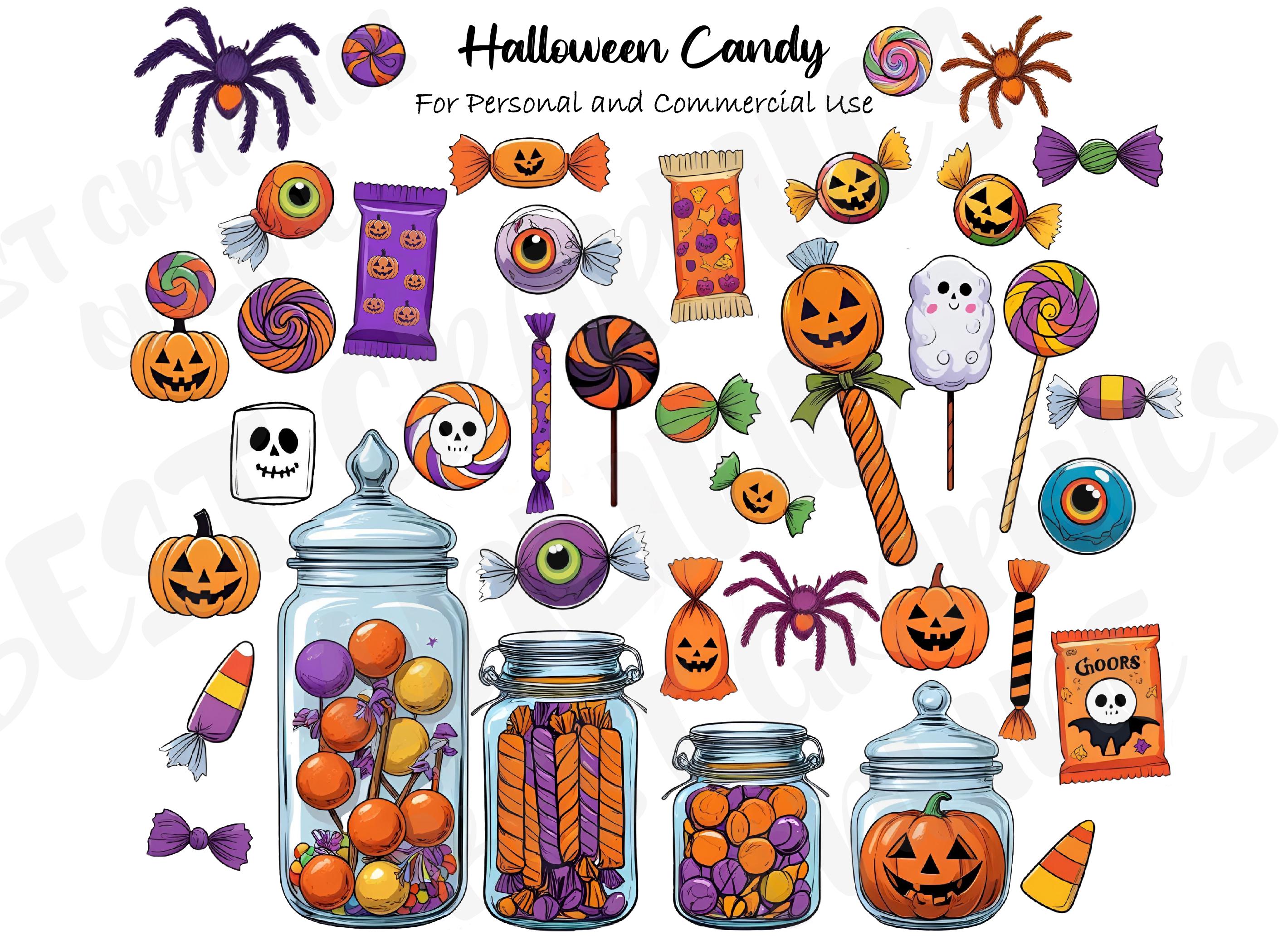 Halloween Candy Clipart Set, Candy Corn,halloween Candy and Treats ...