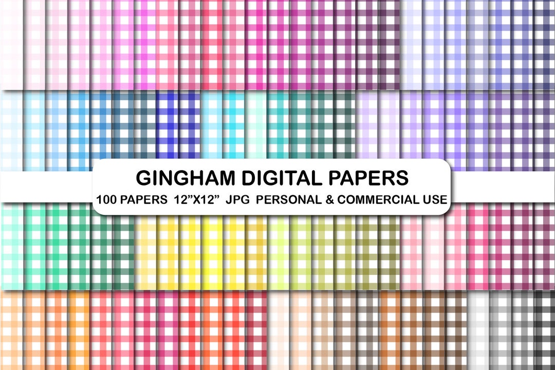 100 Gingham Background Scrapbook Digital Paper Set, Gingham Background ...