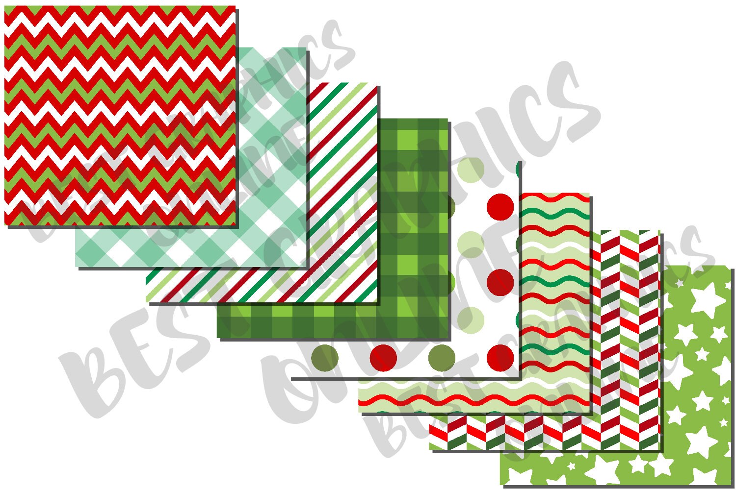 Christmas Digital Papers Pack Red and White Background | Etsy