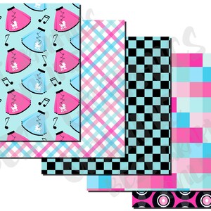 50's Pattern Scrapbook Digital Papers, 50s Digital Papers, Vintage 50s ...