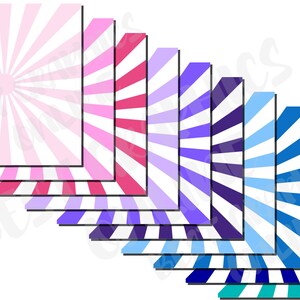 100 Sunburst Digital Paper, Sun Rays Rainbow Colors Papers, Starburst ...