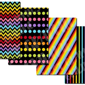 Black Rainbow Digital Paper Pack, Star Background (digital Download) - Etsy