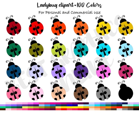 100 Colors Ladybug Clipart Graphic Sprintime Clipart Ladybug | Etsy