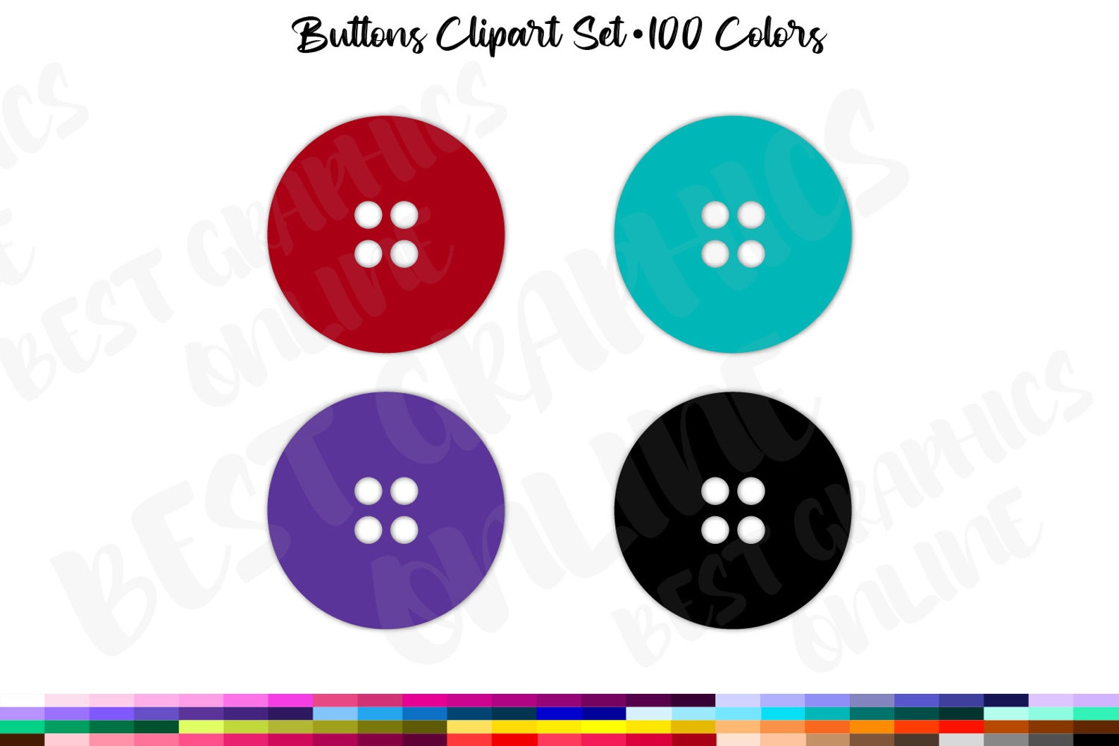 Buttons Clipart Set, Button Clip Art Set, Sewing Buttons Clipart ...