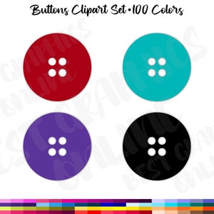 Buttons Clipart Set, Button Clip Art Set, Sewing Buttons Clipart ...