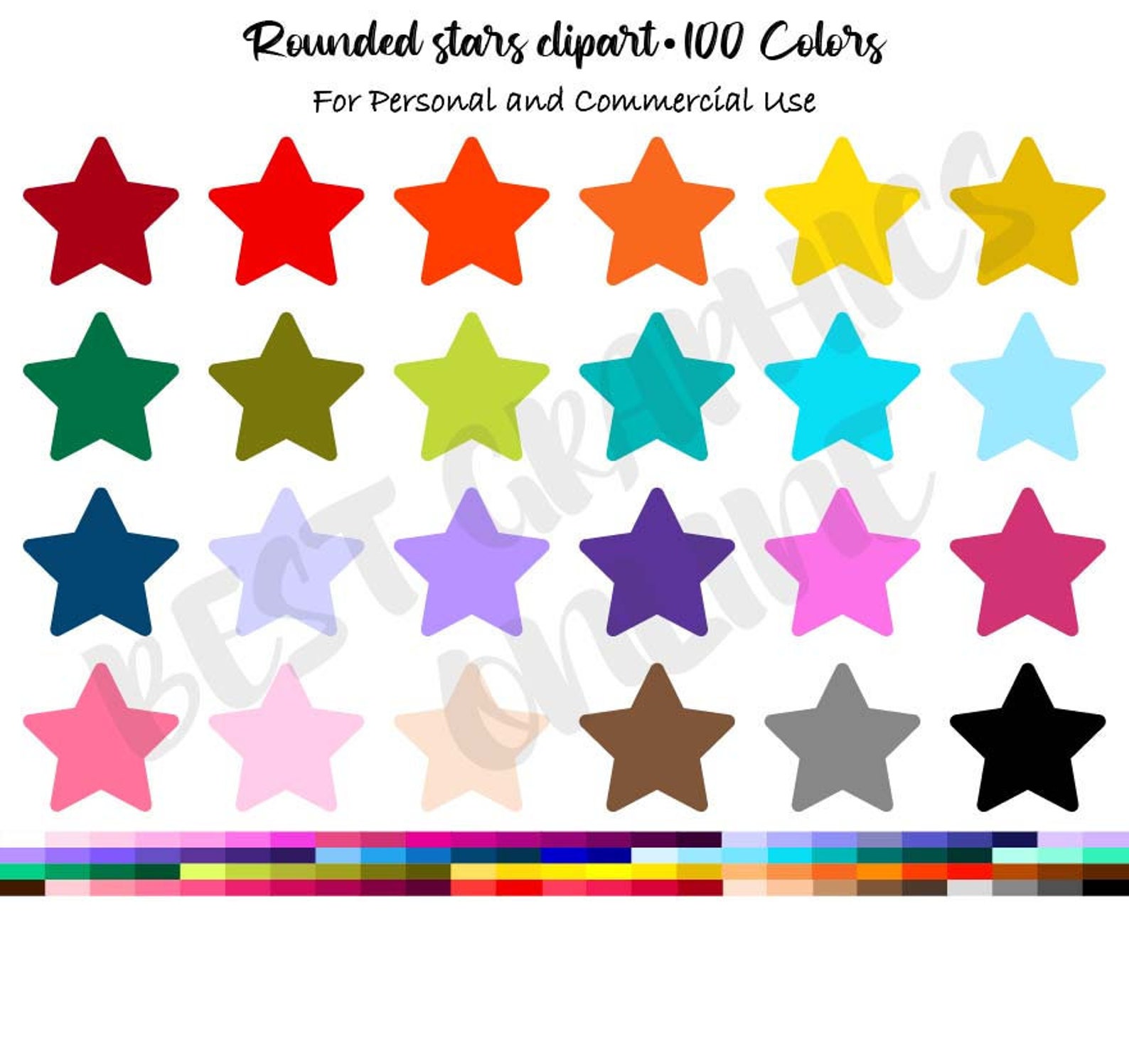Rounded Star Clipart Star Round Point Planner Sticker Clip | Etsy