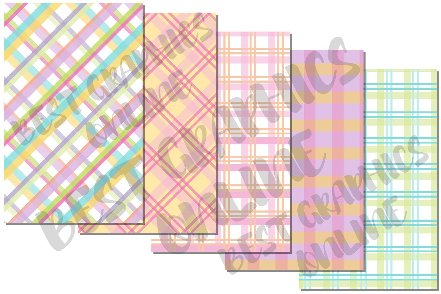 Spring colors plaid background digital paper Easter plaid | Etsy