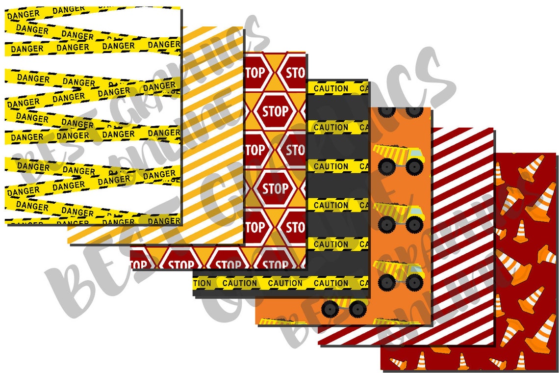 Construction Digital Paper Construction Digital Papers Set | Etsy
