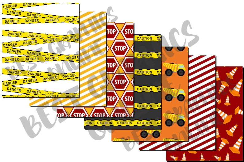 Construction Digital Paper Construction Digital Papers Set | Etsy