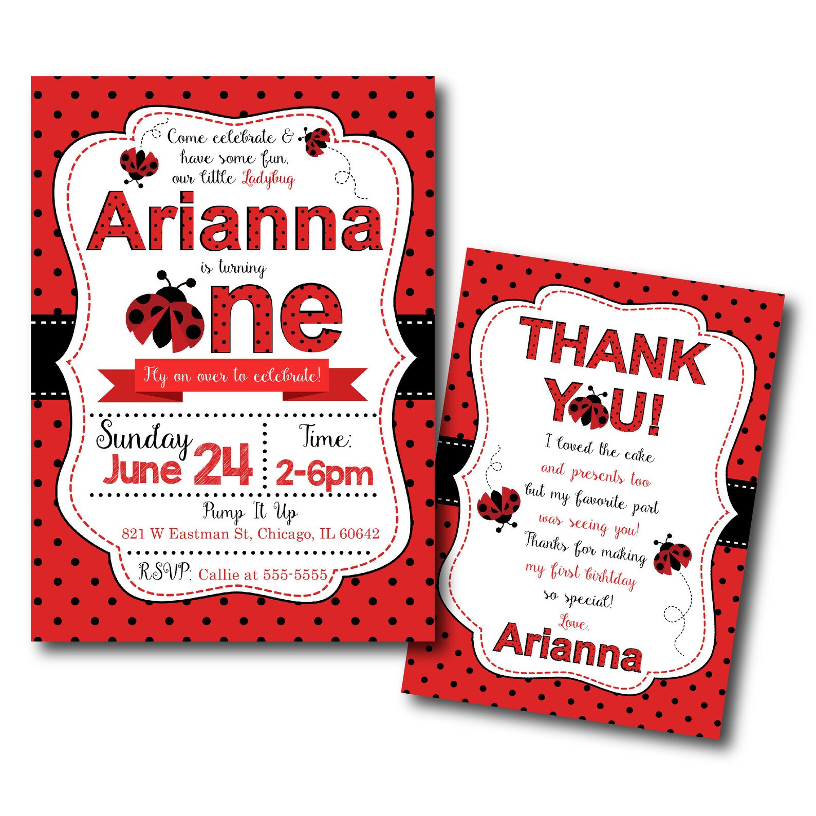 Ladybug Digital Printable Invitation My Little Ladybug 1st - Etsy