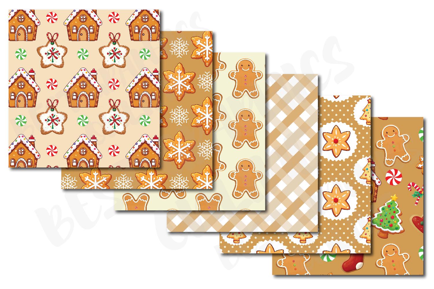 Gingerbread Cookies Digital Paper Pack, Christmas Backgrounds (16 JPG ...