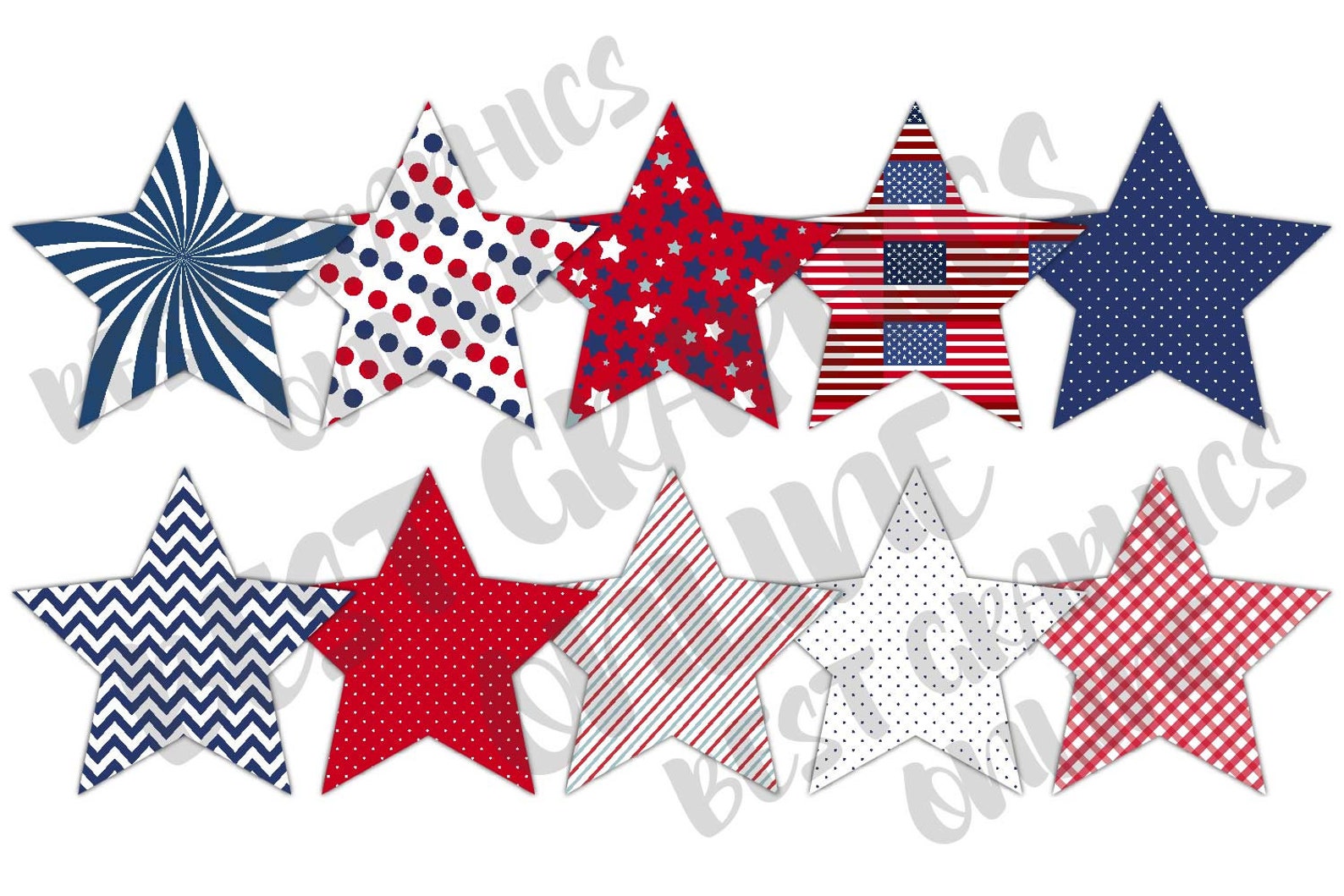 Stars and Stripes Clipart 4th of July Patriotic Stars USA - Etsy