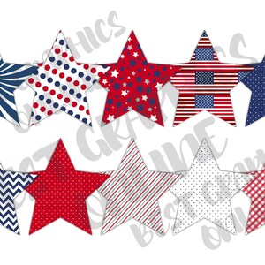Stars and Stripes Clipart, 4th of July Patriotic Stars, USA Flag ...