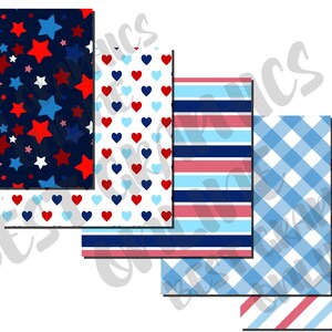 Patriotic Digital Papers, USA Stars Stripes, 4th July (JPG) - Etsy