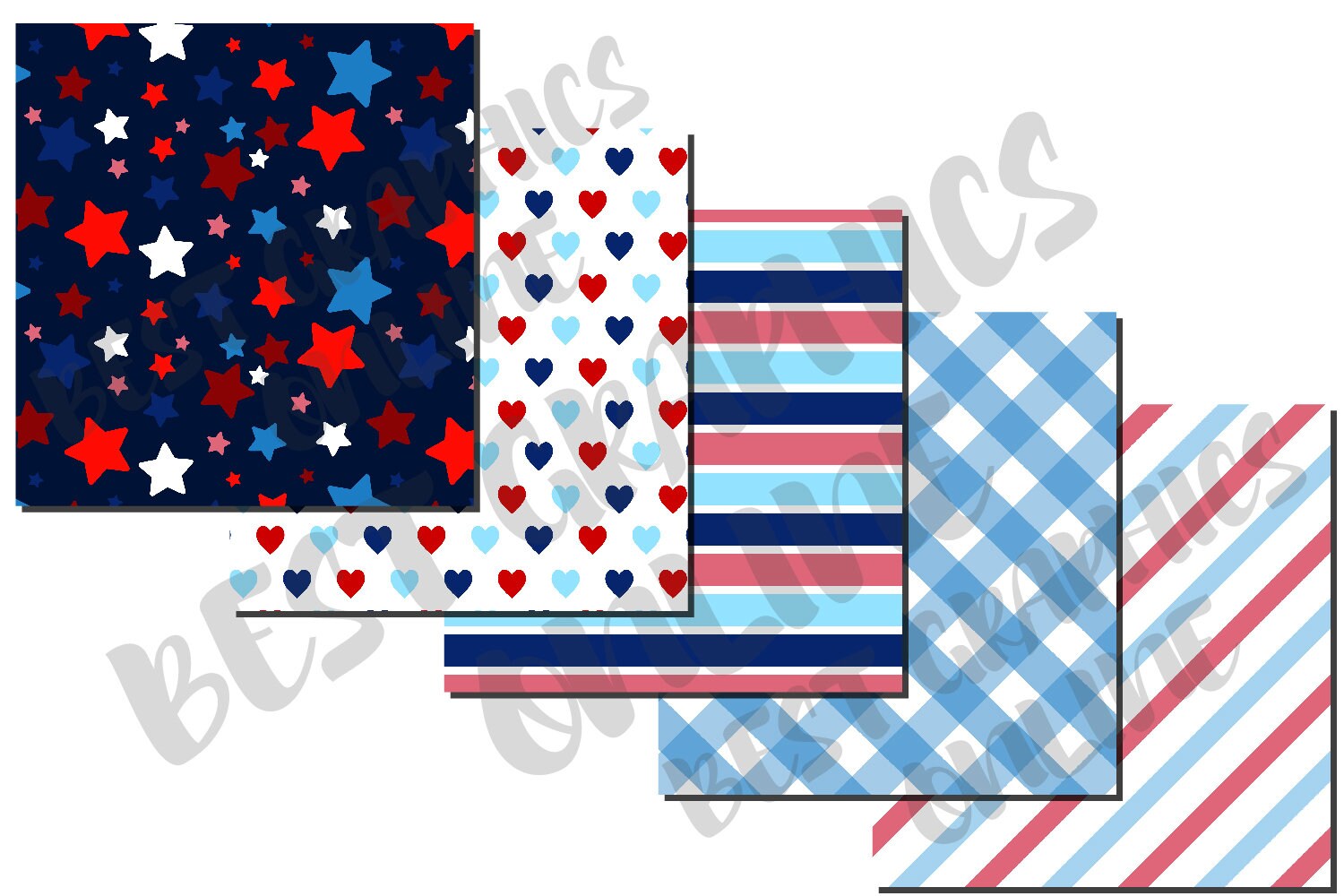 USA Patriotic Digital Papers July 4th Digital Papers - Etsy