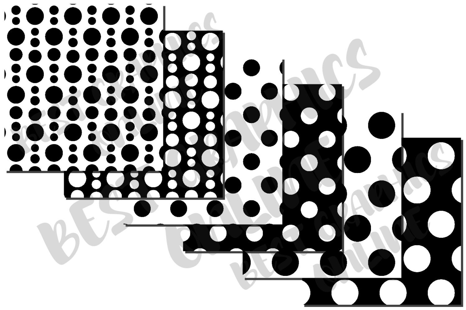 Black Polka Dot Digital Papers, Polka Dot Pattern Paper Pack, Black and ...