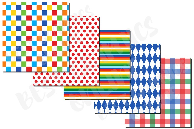 Bright Colors Digital Papers Pack Primary Colors Background - Etsy