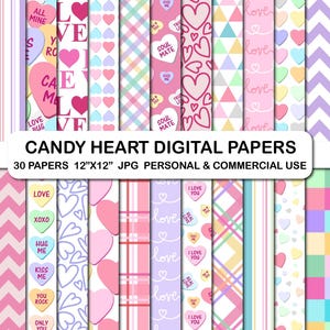 Candy Heart Paper, Valentine's Paper, Valentines Day Heart Candy Papers ...