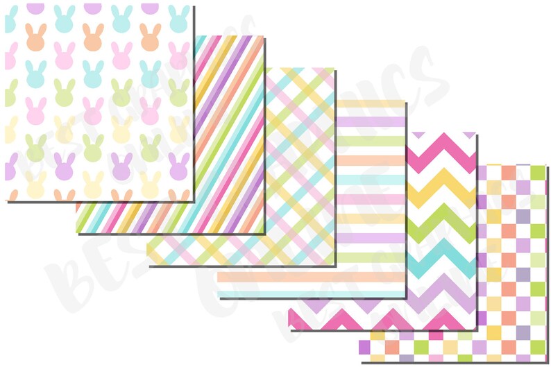Easter Digital Paper Set, Bunny, Chevron, Eggs (digital Download) - Etsy