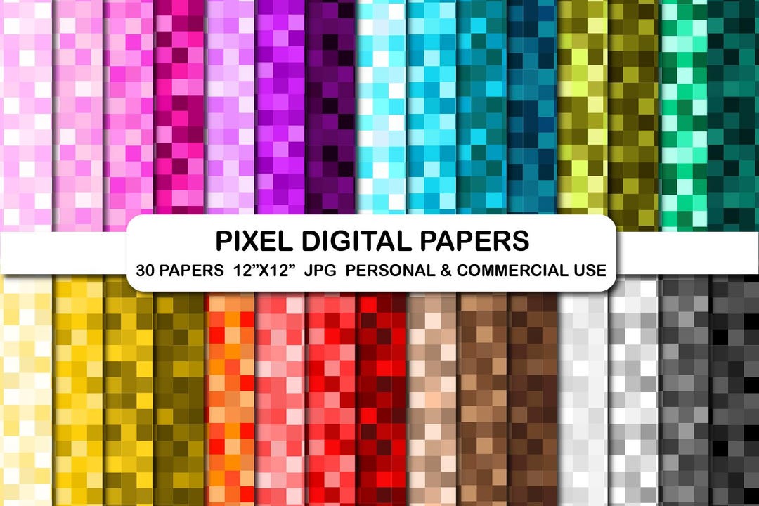 Rainbow Pixel Digital Papers, Scrapbook Paper (digital Download) - Etsy