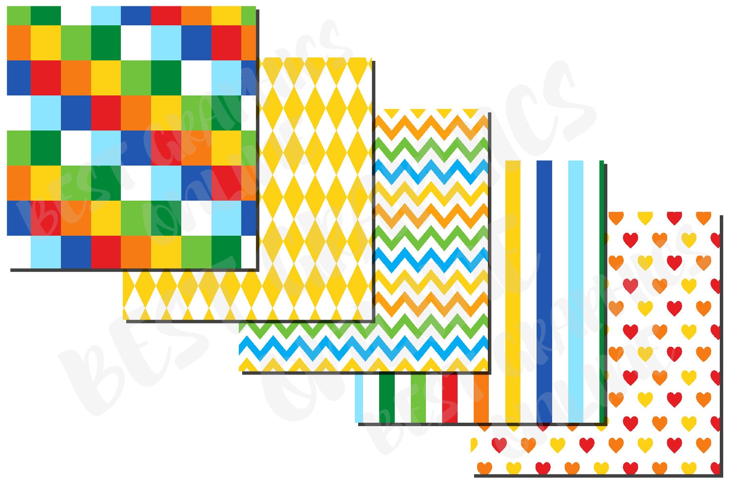 Primary Colors Digital Papers, 40 Bright Patterns (digital Download) - Etsy