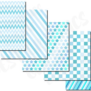 Blue Digital Background Papers, Blue Shades Colors Scrapbooking Patter ...