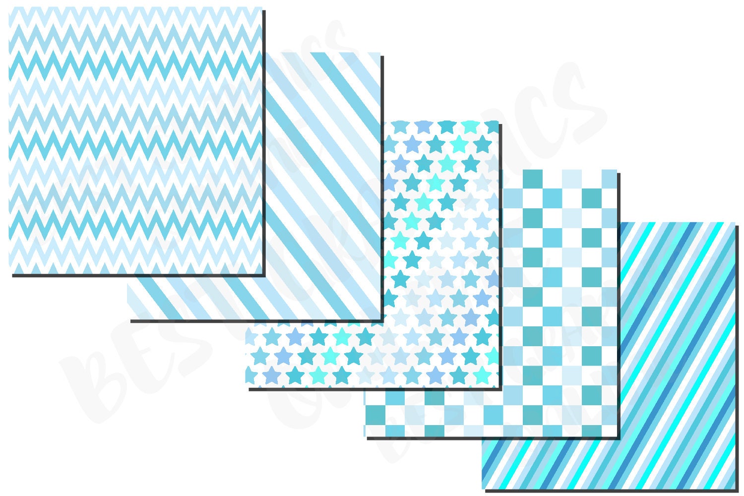 Blue Scrapbook Paper, Light & Dark Shades (digital Download) - Etsy