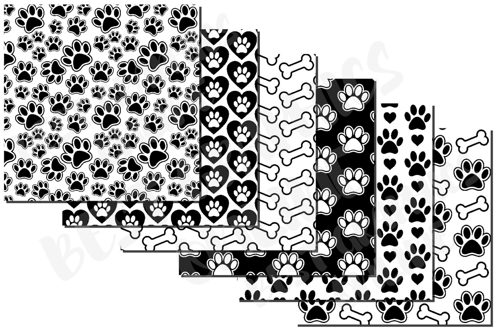 Paw Prints Digital Background Papers, Dog Paws Pattern Paper, Paws ...