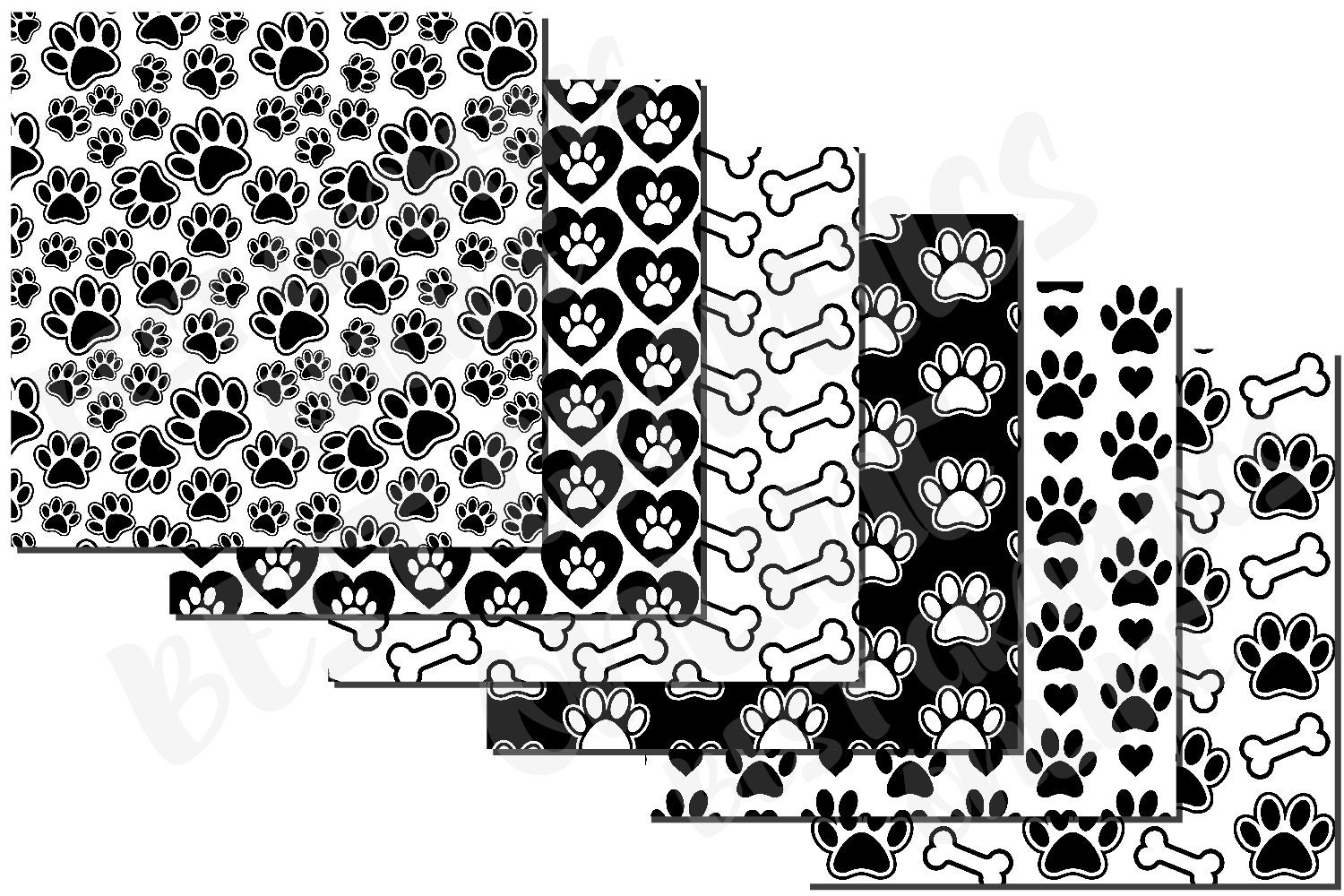 Paw Prints Digital Background Papers, Dog Paws Pattern Paper, Paws ...