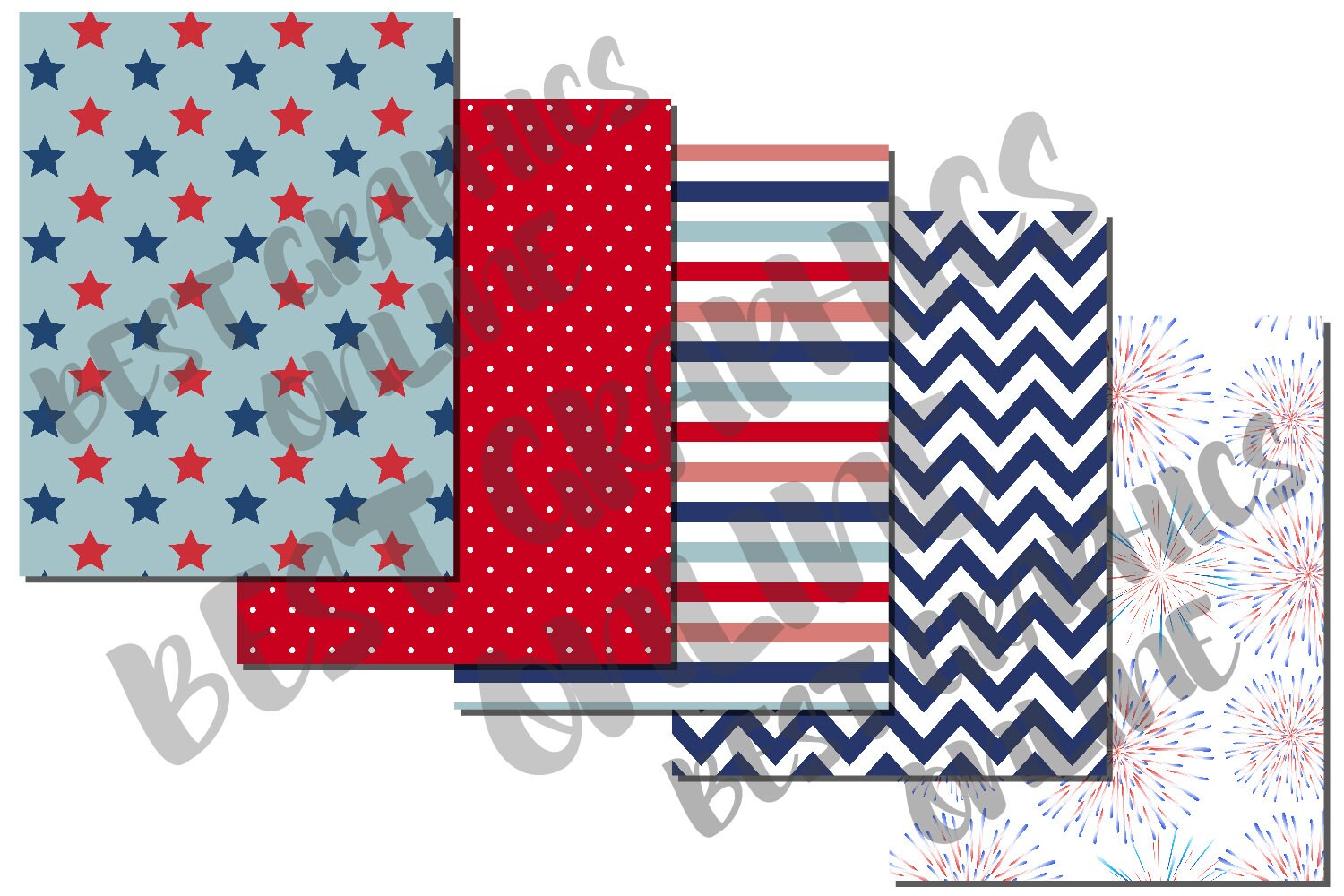 USA Patriotic Digital Papers July 4th Digital Papers | Etsy