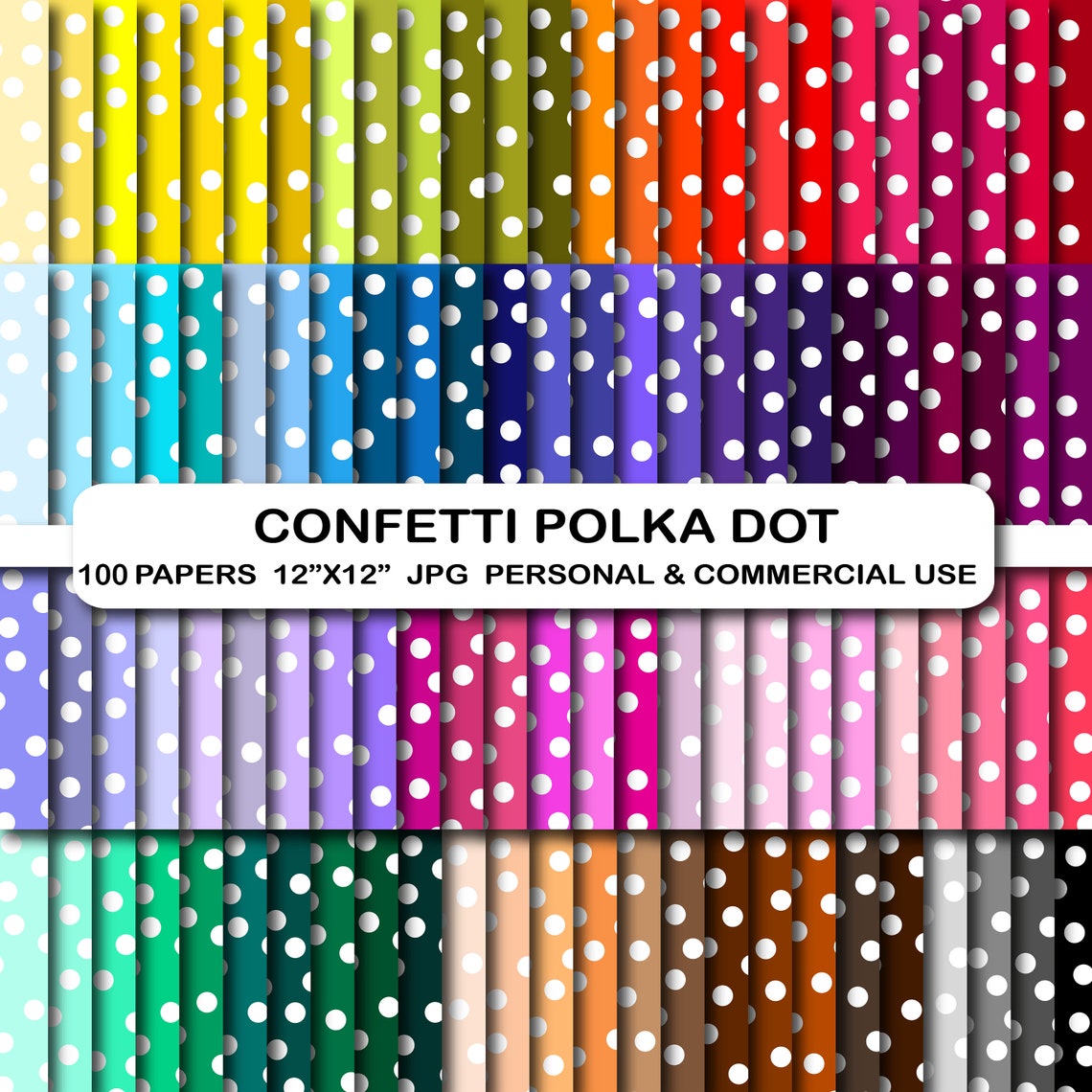100 Confetti Polka Dot Digital Papers Rainbow Confetti | Etsy