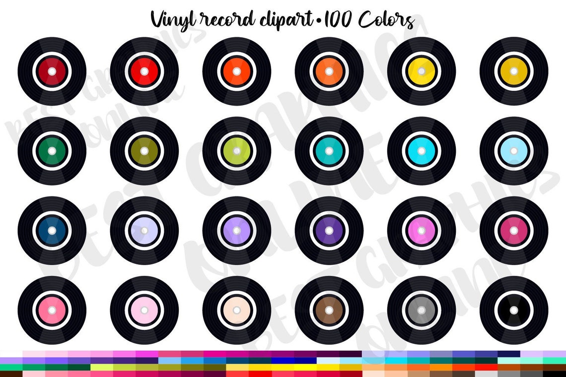 100 Vinyl Records Clipart Set 50s Music Clipart Vinyl - Etsy