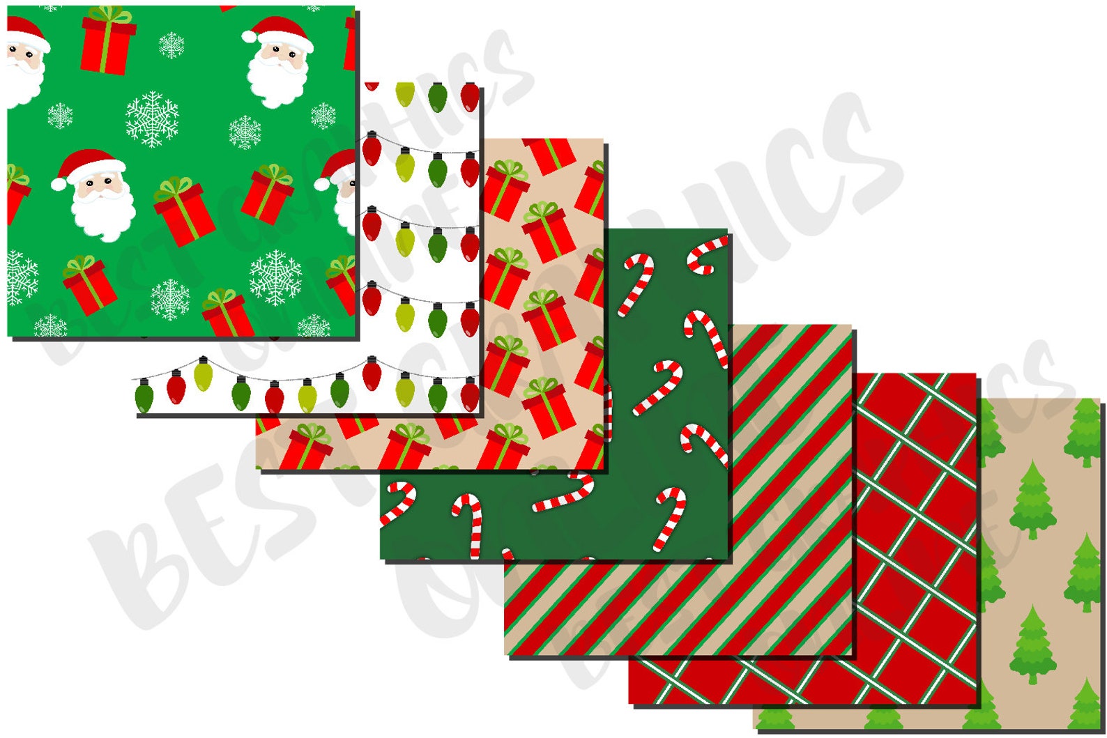 Christmas Digital Papers Christmas Pattern Background Papers - Etsy