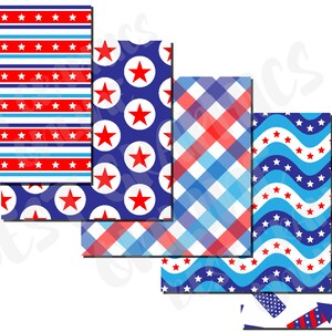 Fourth of July USA Patriotic Digital Papers, July 4th Digital Scrapbook ...