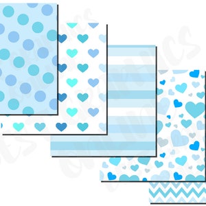 Blue Digital Background Papers, Blue Shades Colors Scrapbooking Patter ...