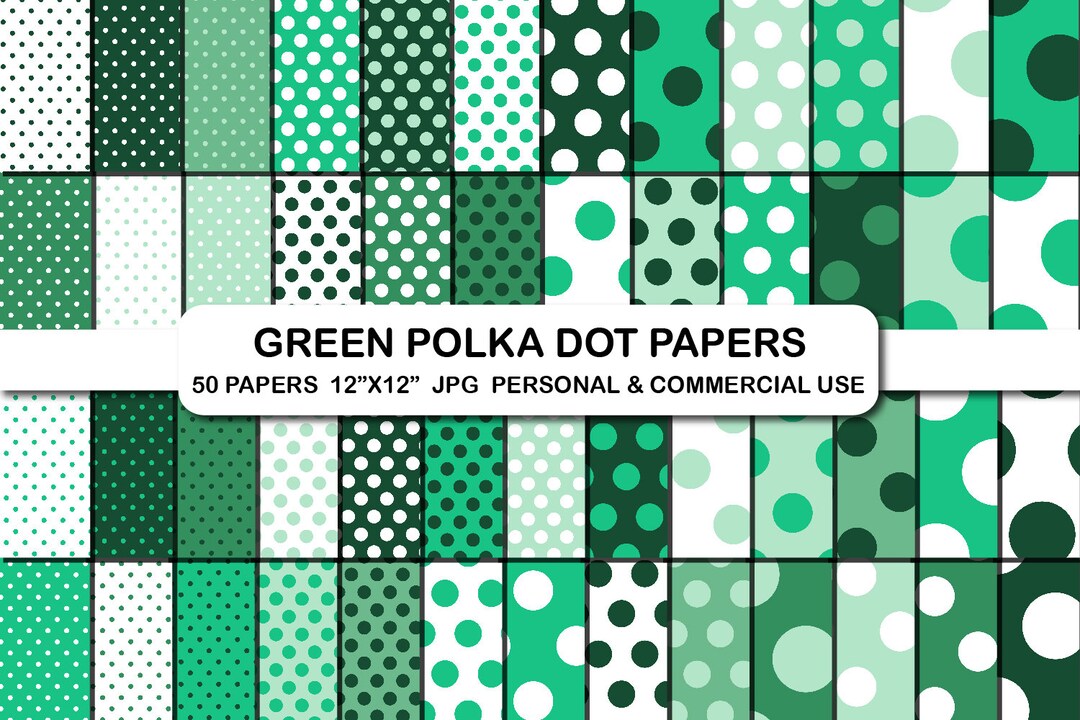 Green Polka Dot Digital Paper Pack, Saint Patricks Green Dot Digital ...