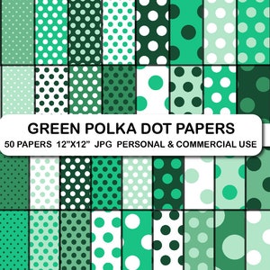 Green Polka Dot Digital Paper Pack, Saint Patricks Green Dot Digital ...