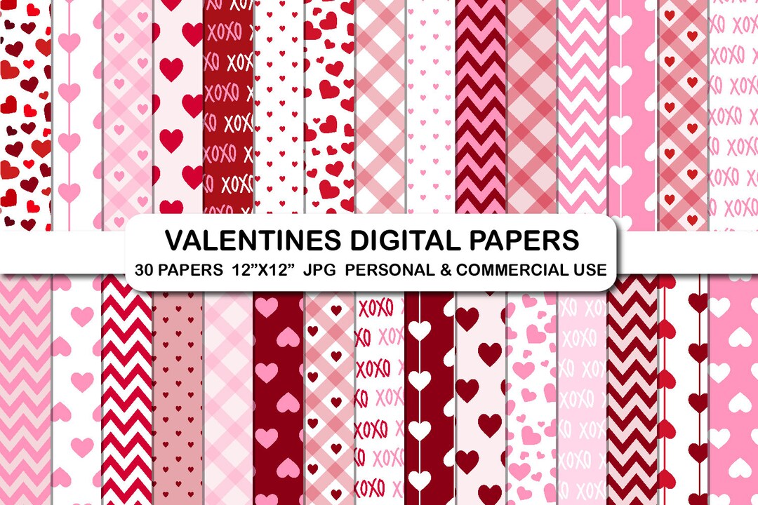 Valentine's Day Digital Papers, Love Digital Paper Pack, Valentines Day ...