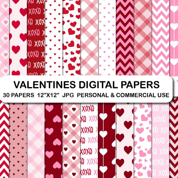 Valentine Digital Paper - Etsy