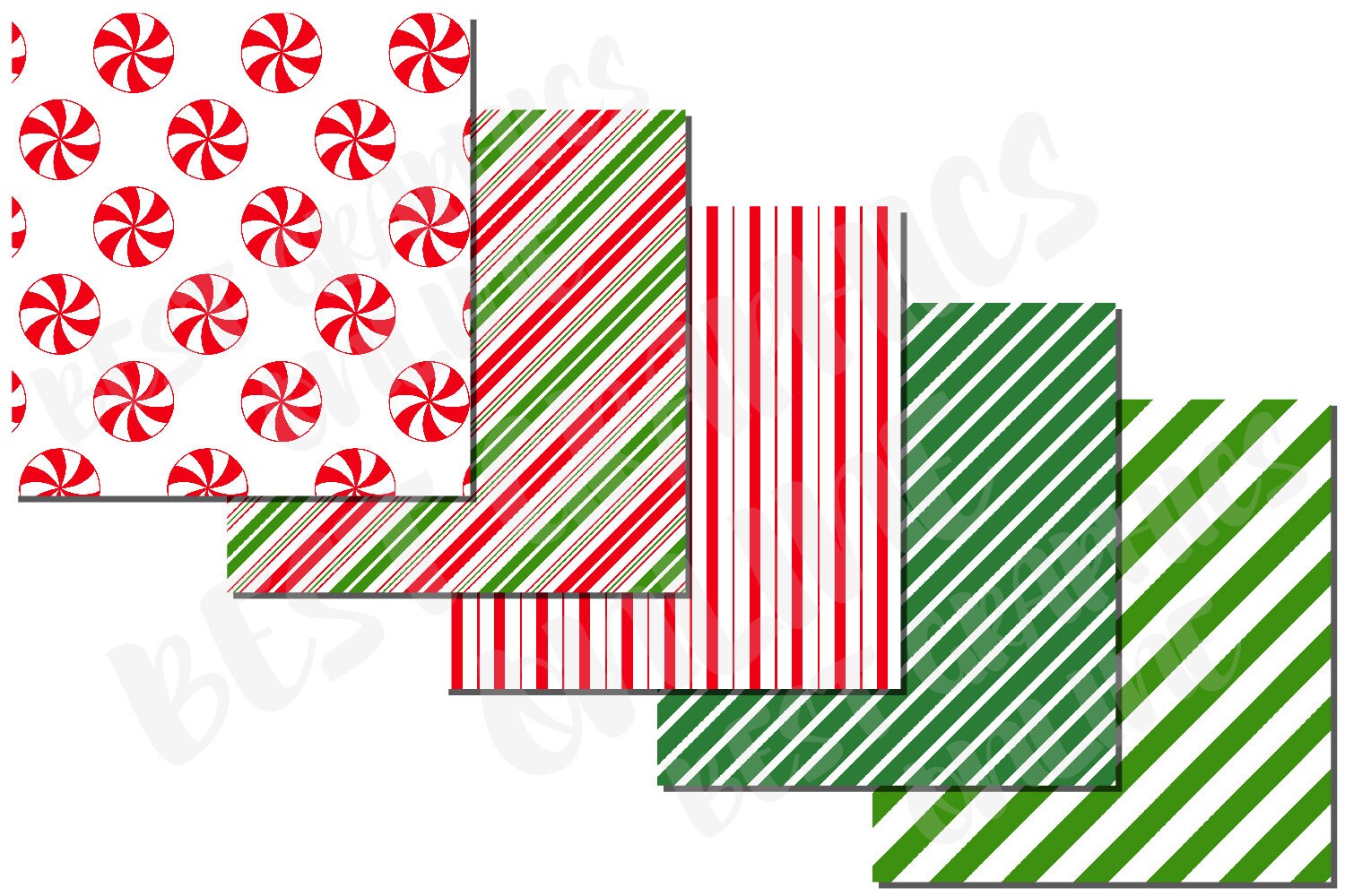 Christmas Candy Digital Papers Christmas Pattern Background - Etsy