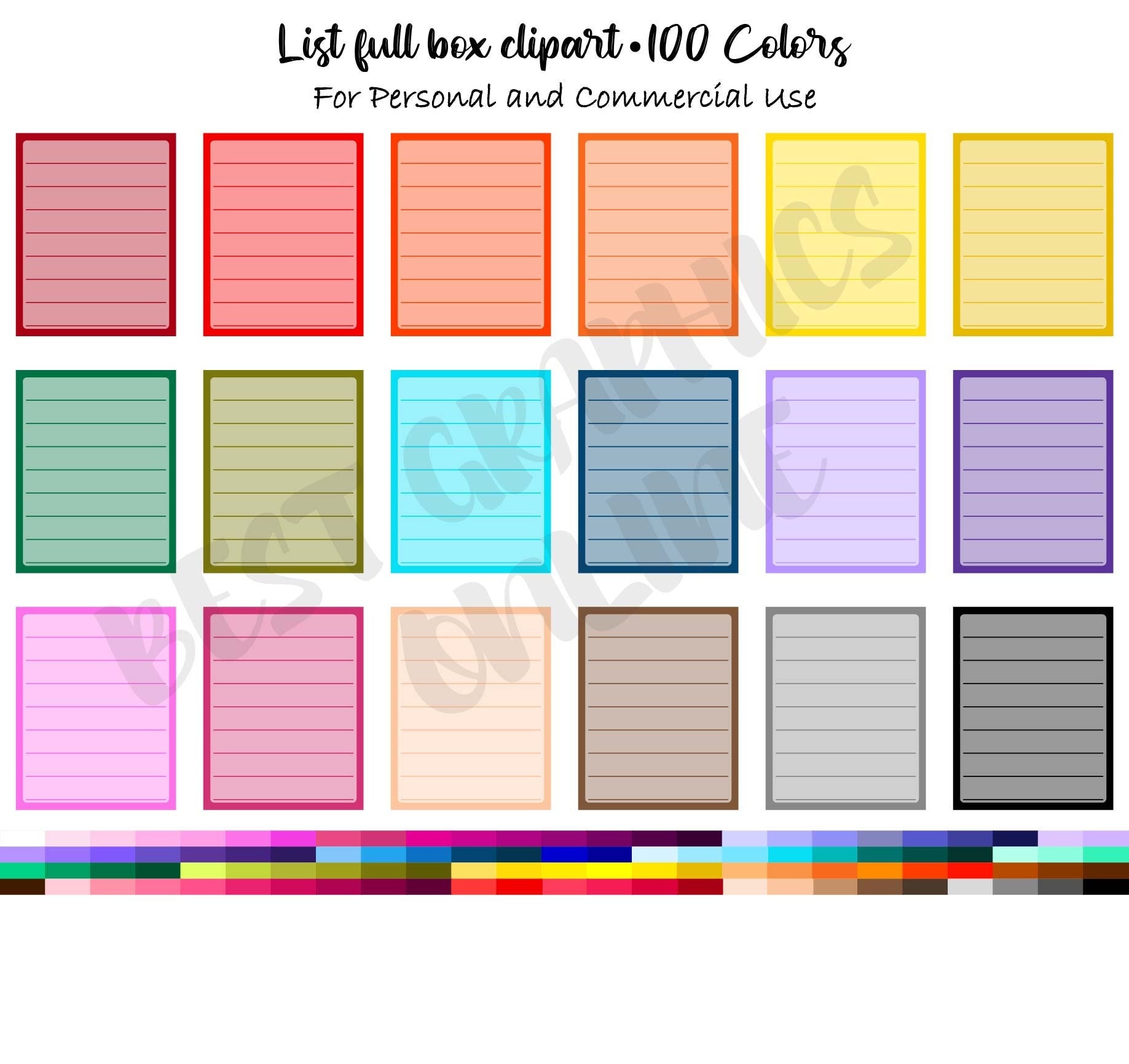 100 List Full Box Planner Stickers Clipart Rainbow Colors - Etsy