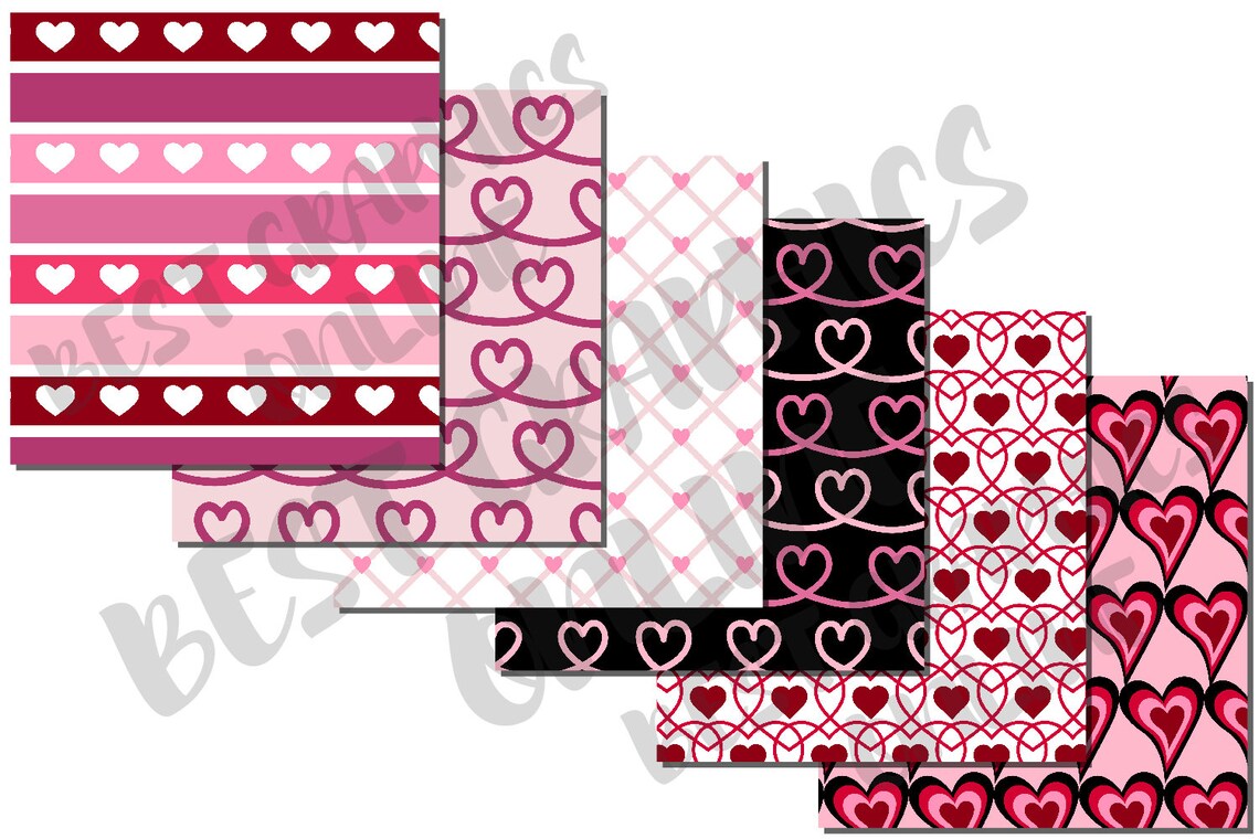 Valentine's Day Digital Papers Love Digital Paper Pack - Etsy