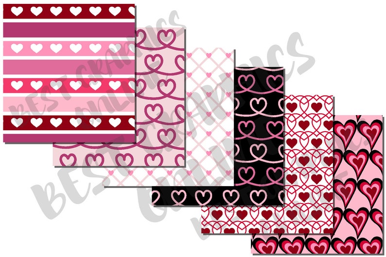 Love Hearts Digital Papers, Valentine Scrapbook Patterns (30 JPG) - Etsy