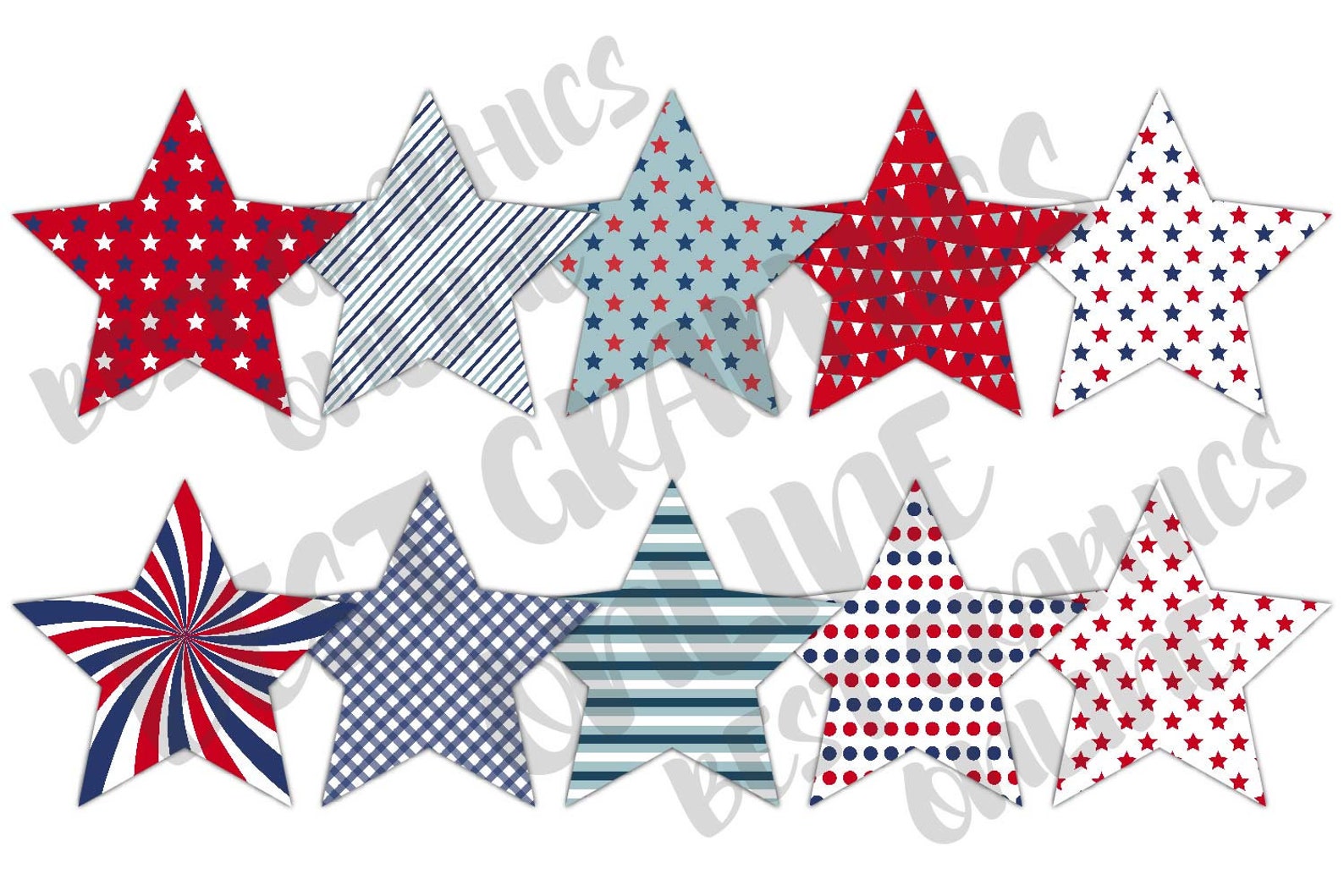 Stars and Stripes Clipart 4th of July Patriotic Stars USA - Etsy